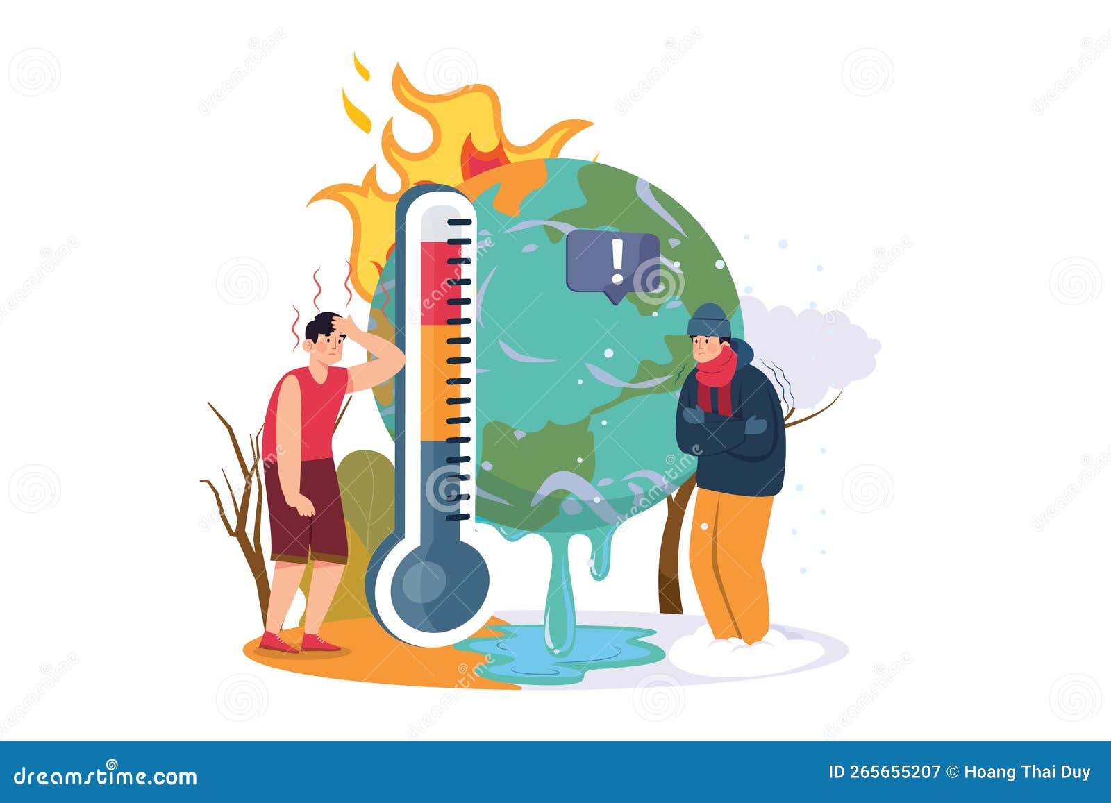 Unstable Weather Temperature Illustration Concept on White Background ...