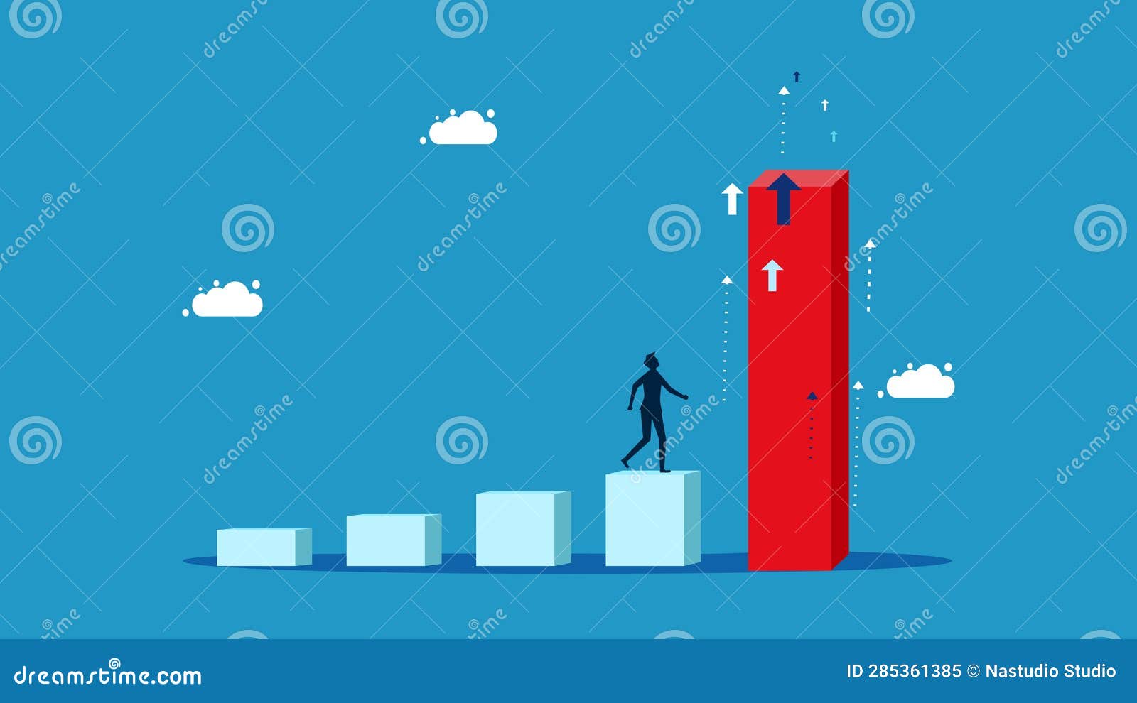 Unstoppable Growth. Man Standing and Looking at Steadily Growing Bar ...