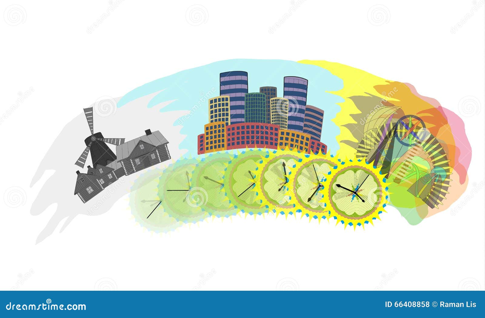 Unstoppable stream of time stock vector. Illustration of presetn - 66408858