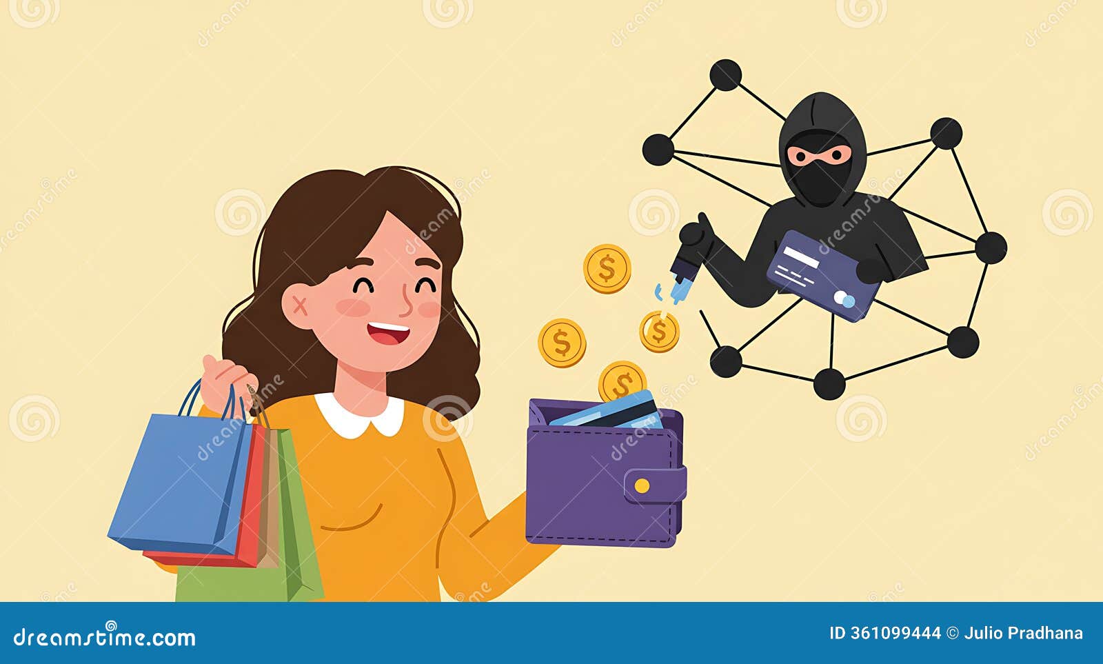 An Unsuspecting Shopper Being Targeted by a Digital Thief in Cyberspace ...