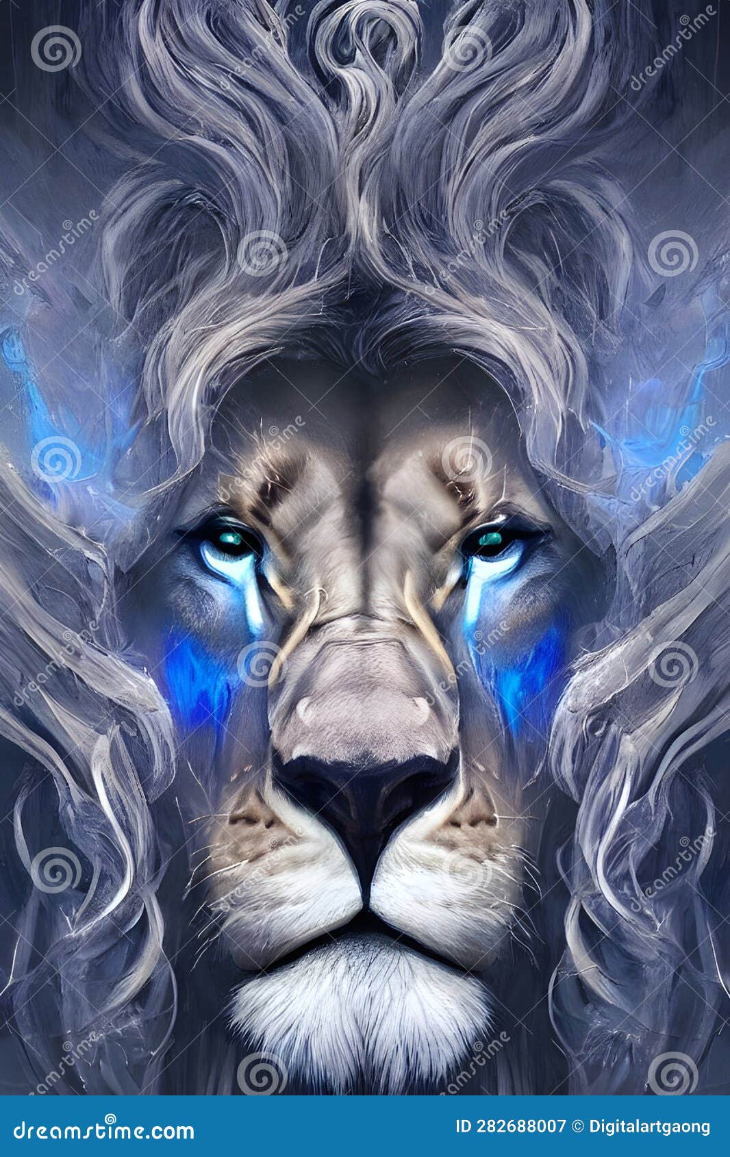 Untamed Majesty: Digital Lion Artwork Assortment Stock Illustration ...