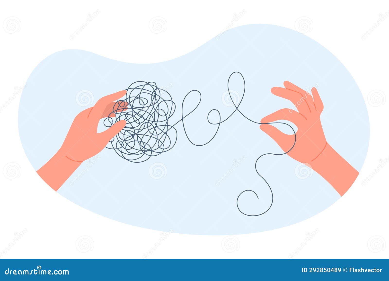 Untangle Knot of Problems and Mental Disorder, Two Hands Hold Tangled ...