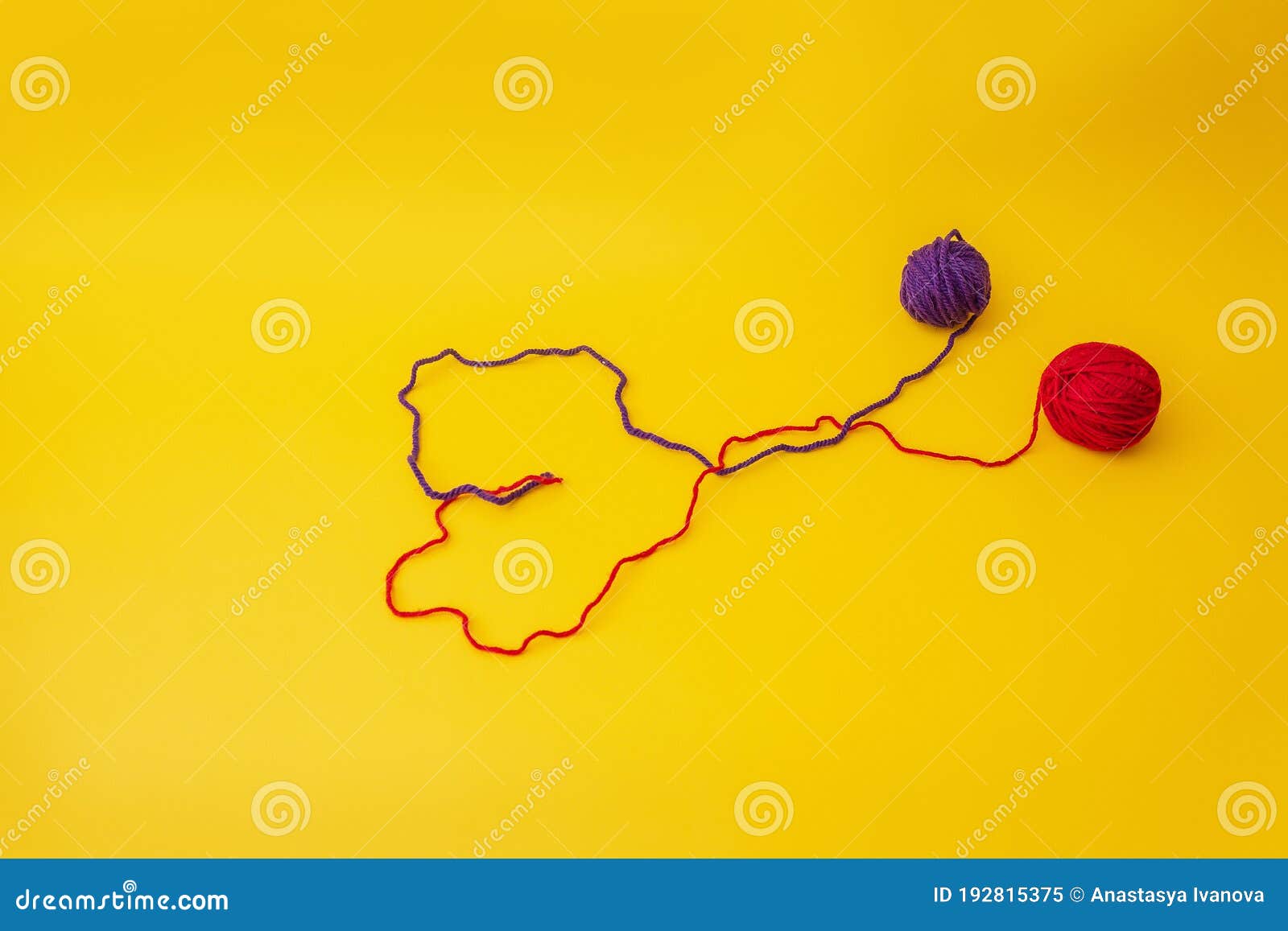 Heart of Red and Blue Thread, Unraveled from a Tangle on an Orange ...