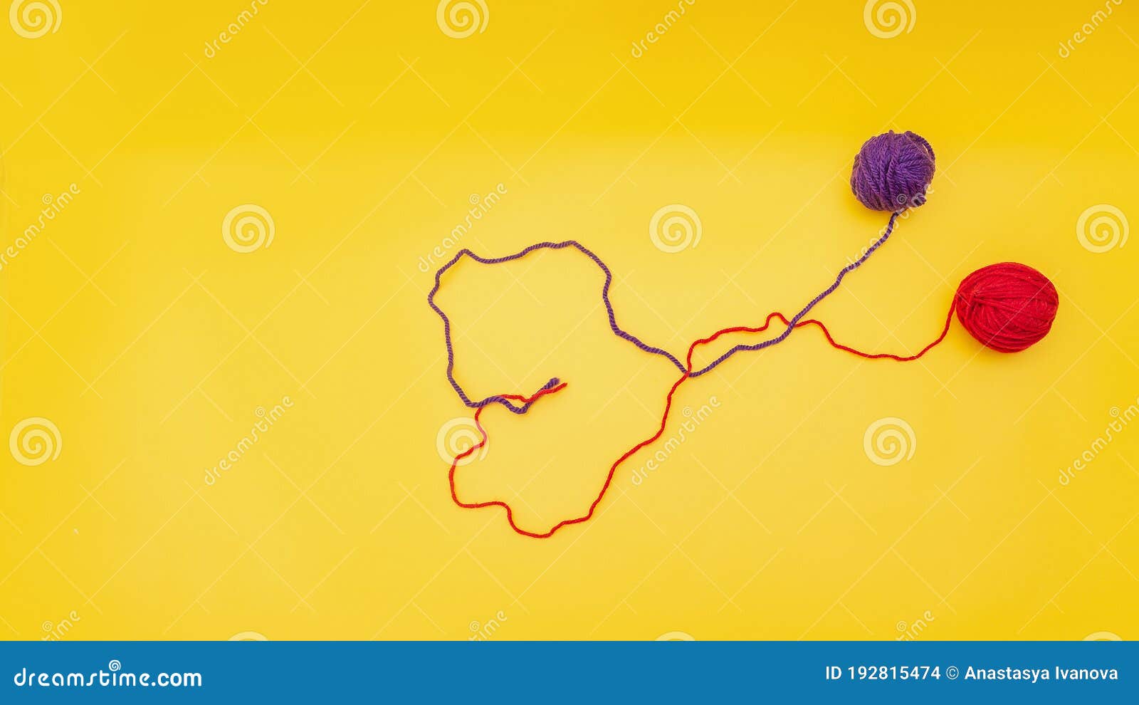 Heart of Red and Blue Thread, Unraveled from a Tangle on an Orange ...