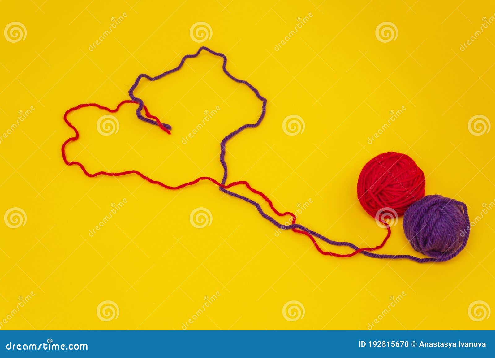 Heart of Red and Blue Thread, Unraveled from a Tangle on an Orange ...