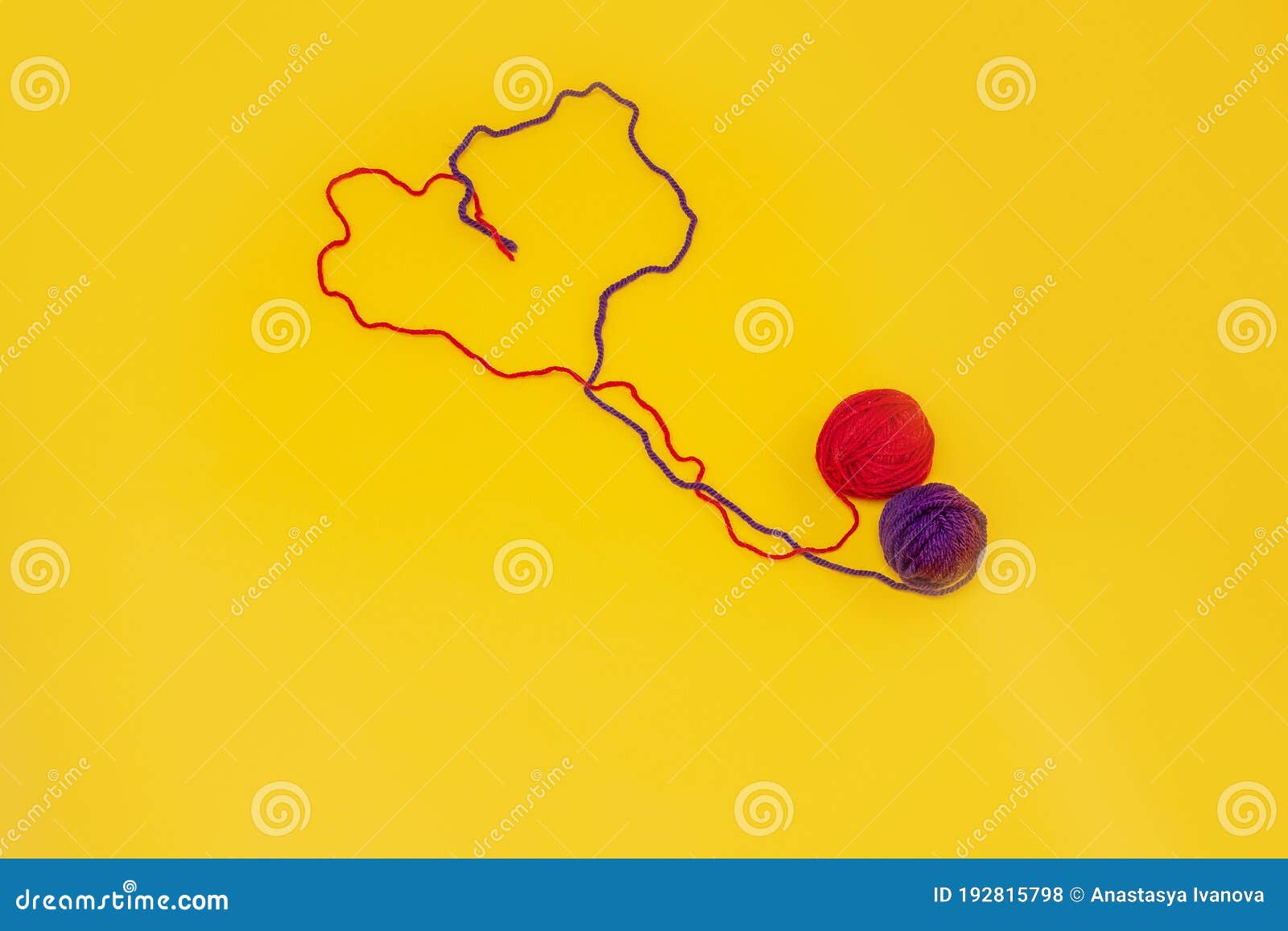 Heart of Red and Blue Thread, Unraveled from a Tangle on an Orange ...