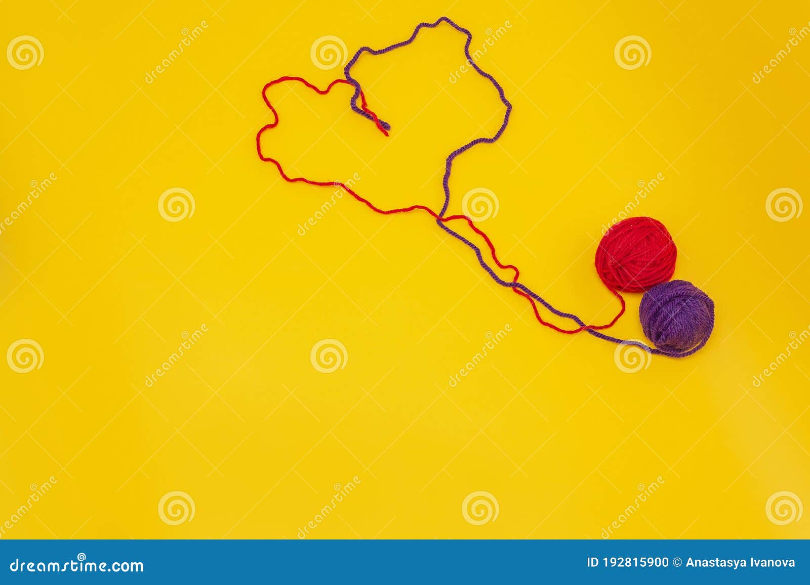 Heart of Red and Blue Thread, Unraveled from a Tangle on an Orange ...