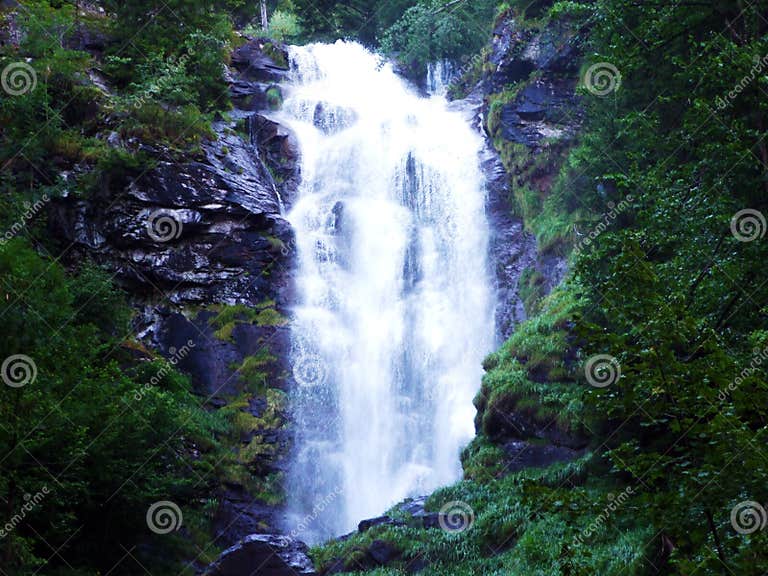 The Unterer Hellbachfall Waterfall at the Hellbach Stream in the Linth ...