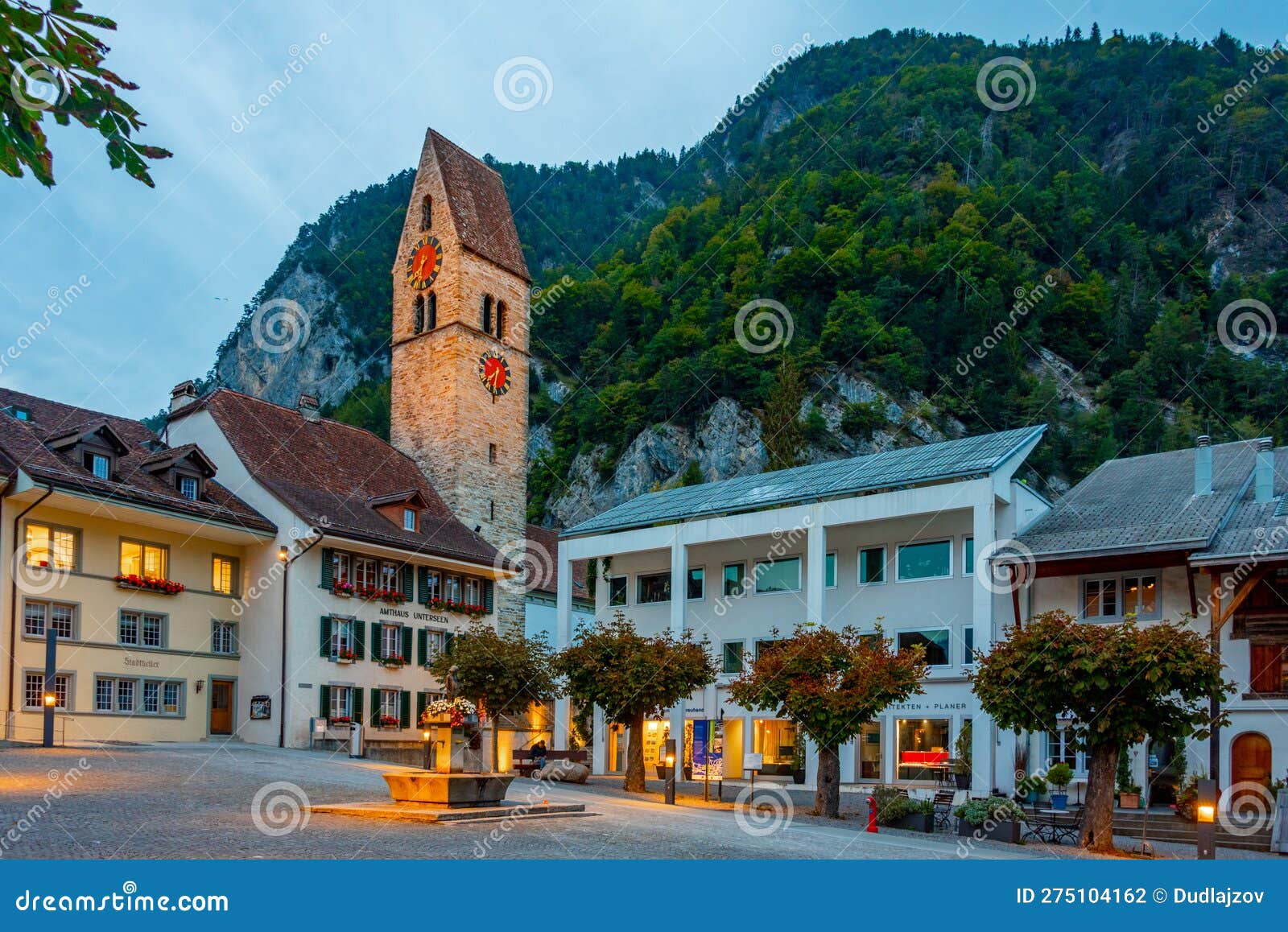 Unterseen, Switzerland, September 23, 2022: Sunset View of the M ...