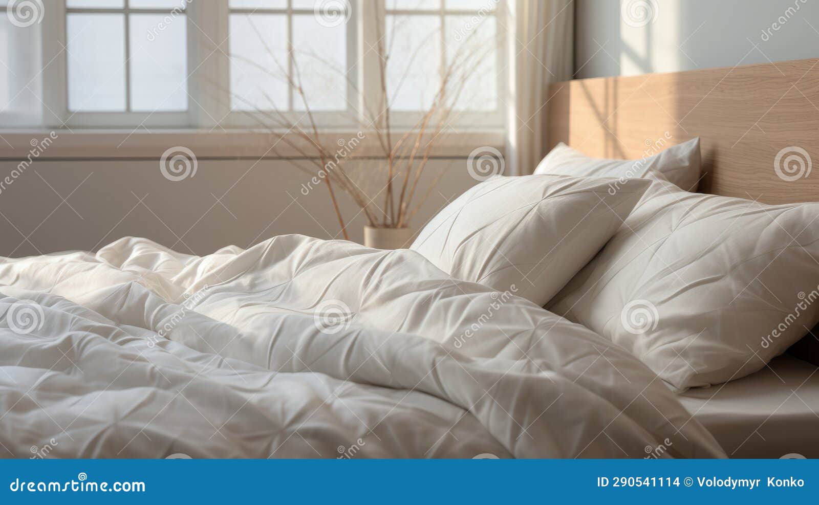 An Untidy Bed with Crumpled White Sheets and Pillows Stock Photo ...