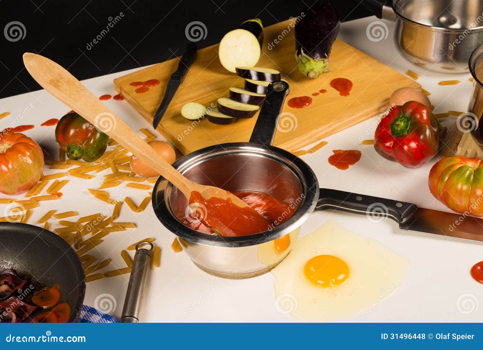 Untidy kitchen table stock photo. Image of ingredients - 31496448