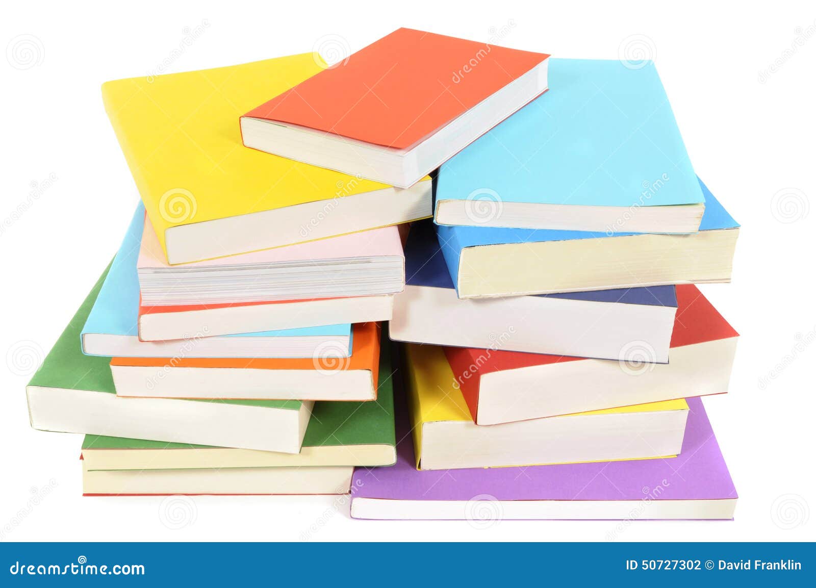 Untidy Pile of Books, Front View, Isolated on White Background Stock ...