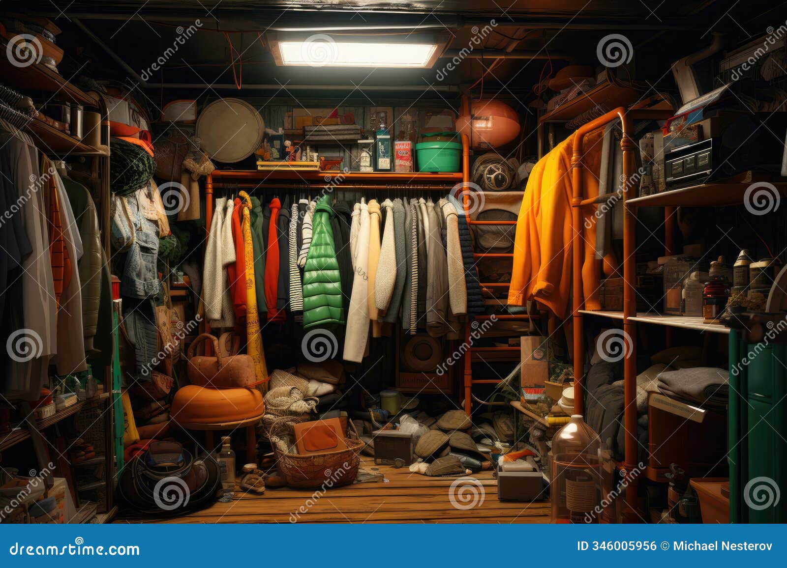 Untidy Wardrobe Room Full of Different Clothes Stock Photo - Image of ...