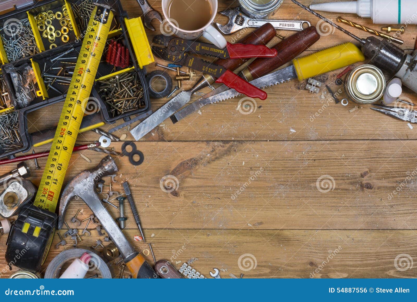 Untidy Workbench - Old Tools - Space for Text Stock Photo - Image of ...