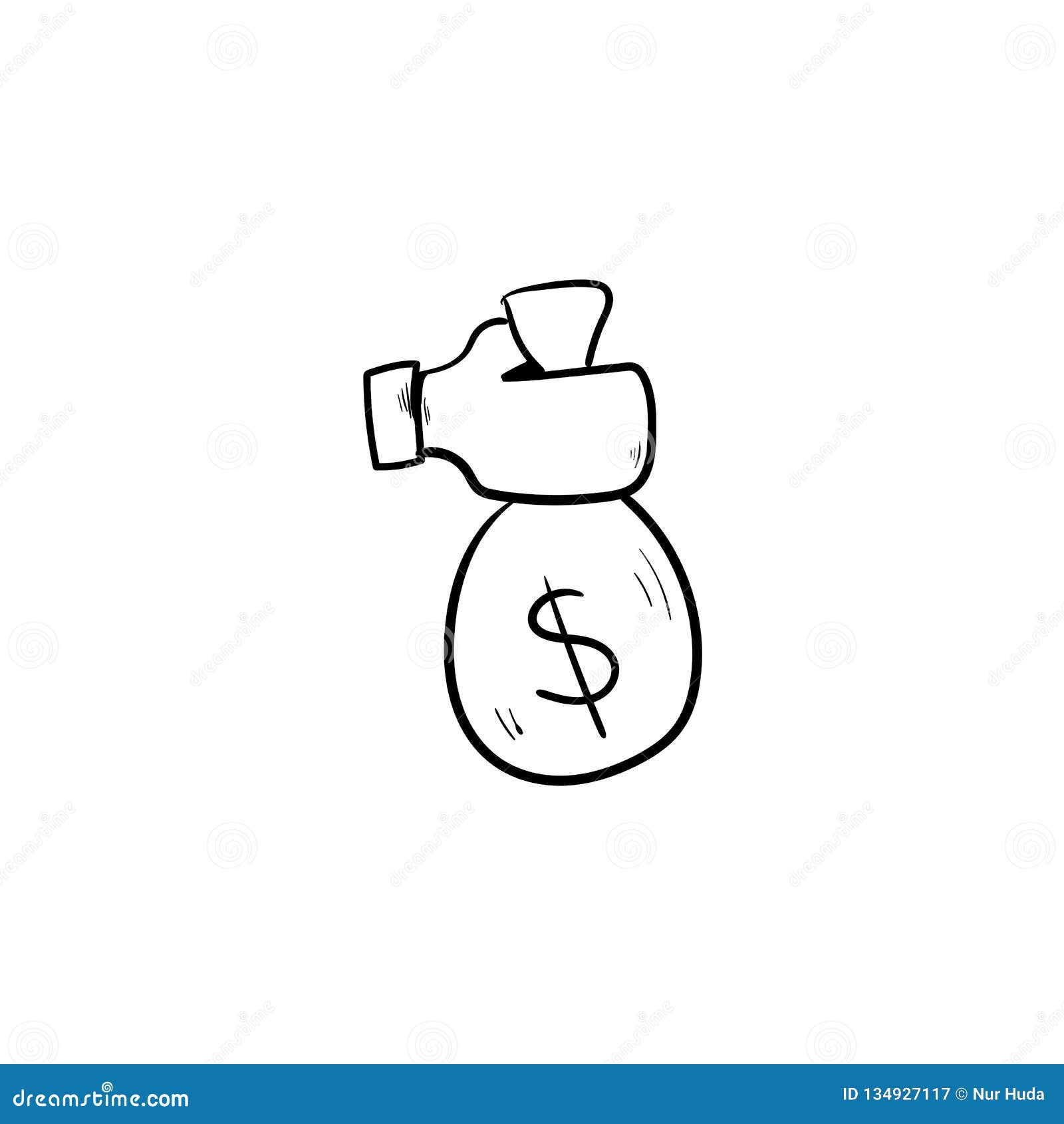 Hand Hold Sack of Money Doodle Stock Vector - Illustration of cash ...