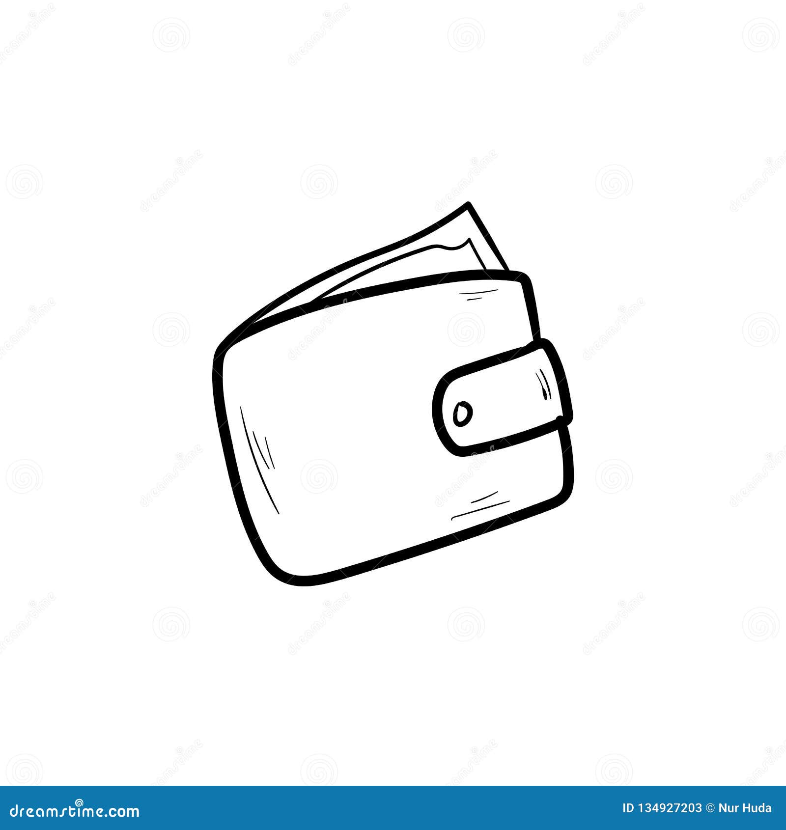 Wallet Icon in Doodle Sketch Lines. Money Case Cash Shopping Finance ...