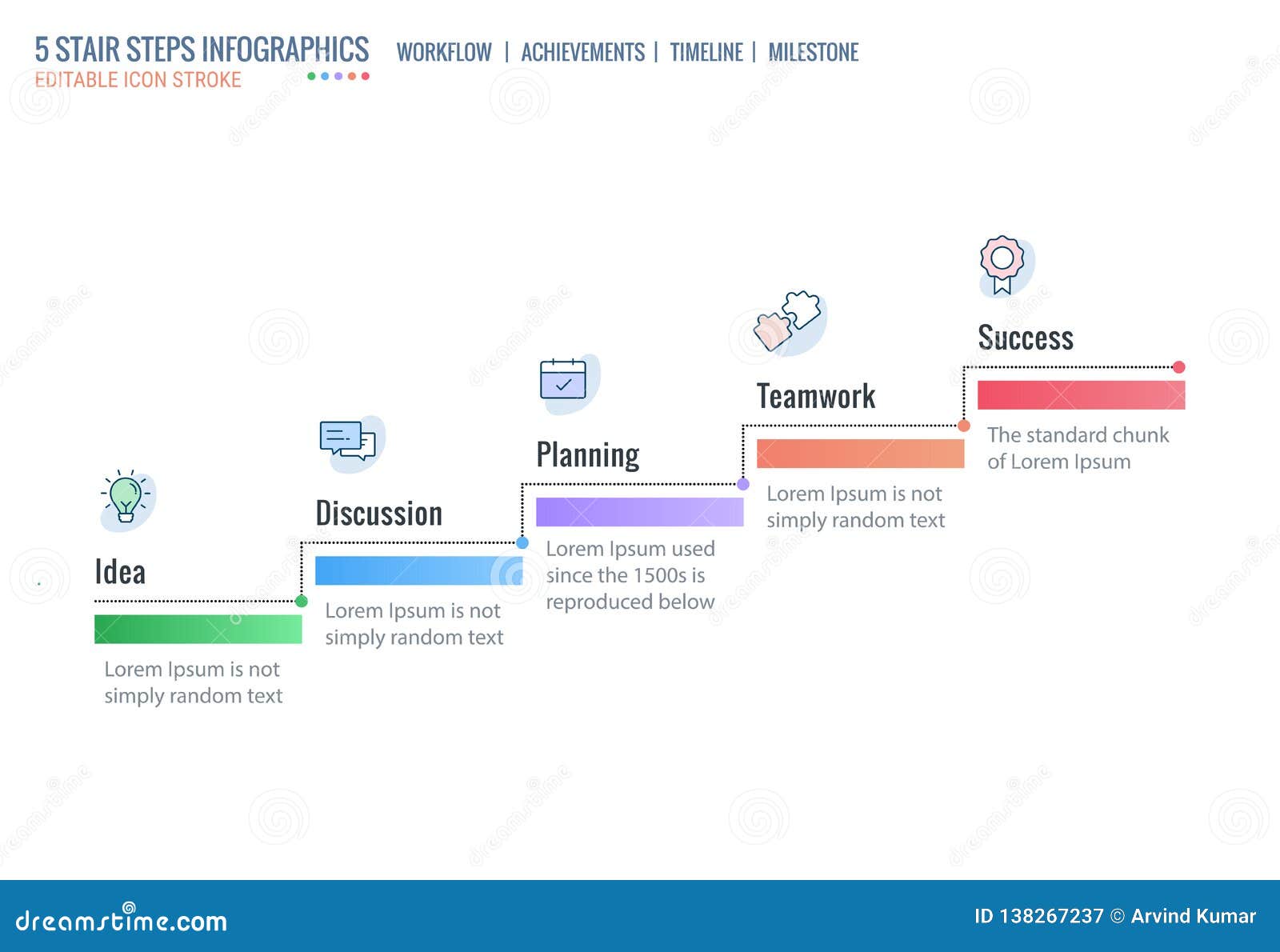 Stair Steps, Achievement Ladder, Timeline Infographics Template, Start ...