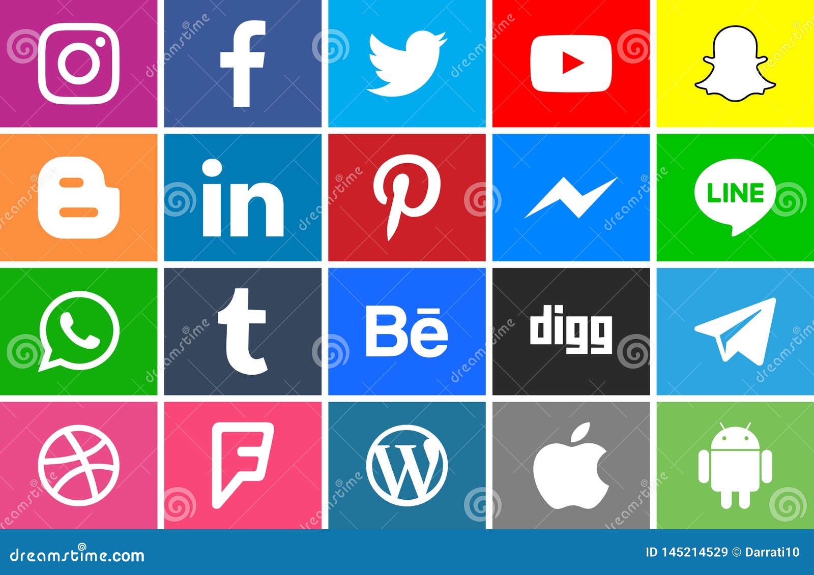Collection of Social Network Icons Editorial Stock Image - Illustration ...