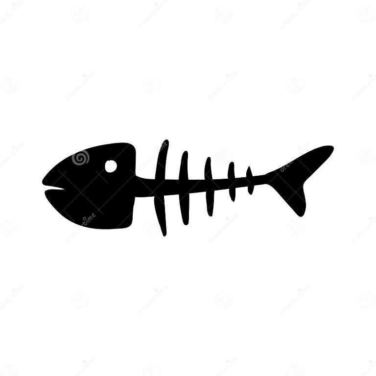 Fishbone Doodle Icon Hand Drawing Stock Illustration - Illustration of ...