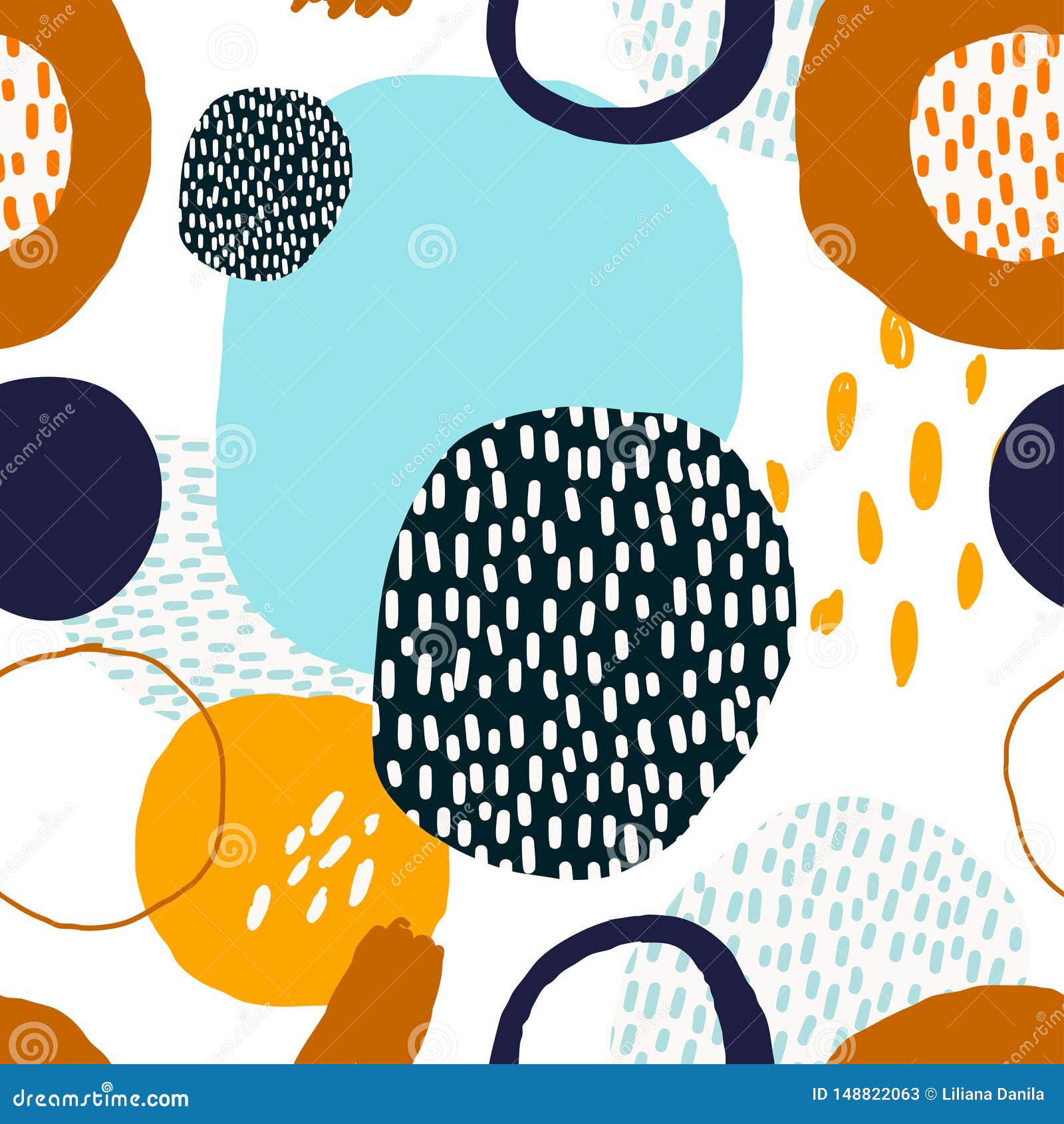 Abstract Trendy Seamless Pattern with Decorative, Geometric Shapes ...