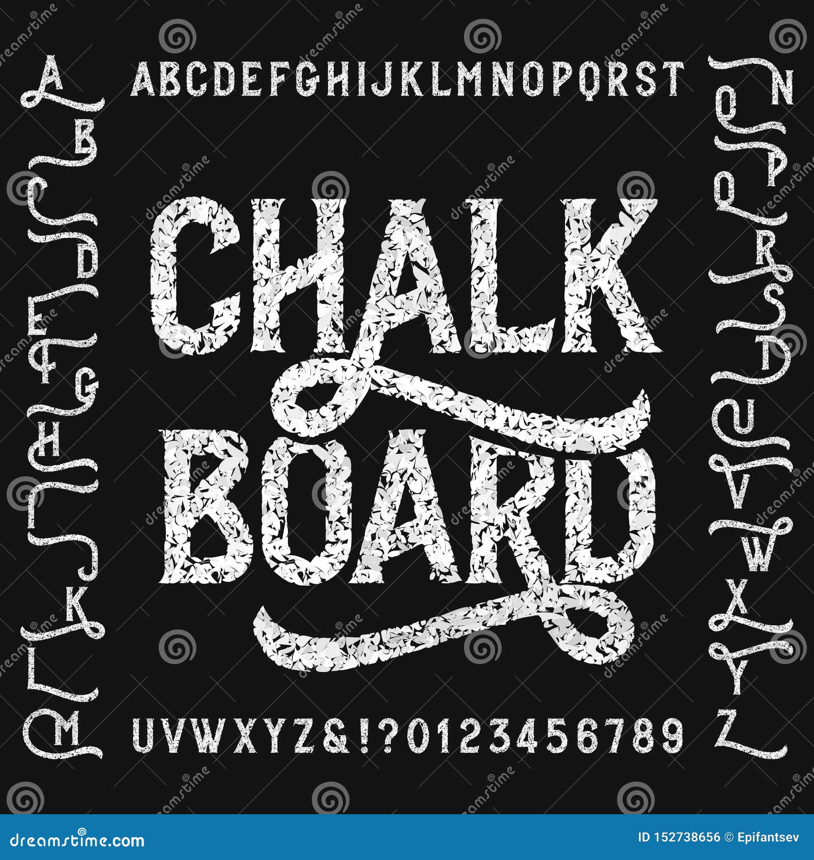 Vintage Chalk Board Alphabet Font with Alternates. Handwritten ...