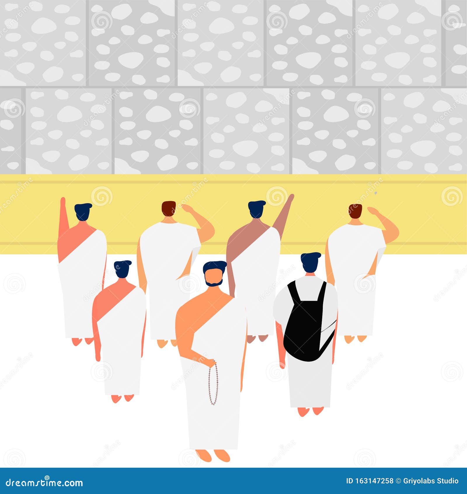 Ilustration Muslim Hajj Throw the Jumrah Stock Vector - Illustration of ...