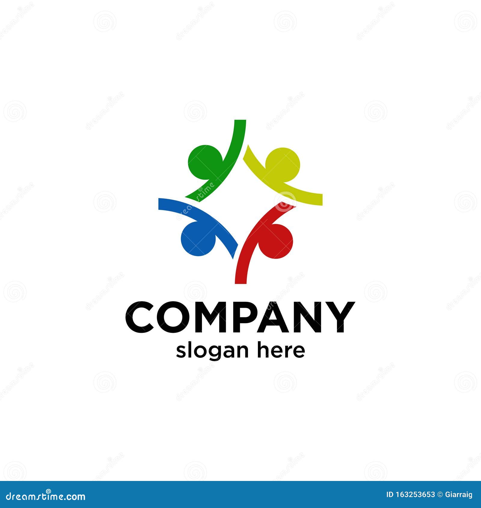 Four people logo stock vector. Illustration of friendship - 163253653