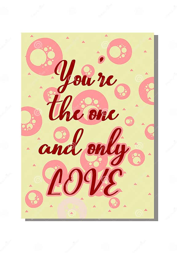 You`re the One and only Love - Valentine Card Design Stock Illustration ...