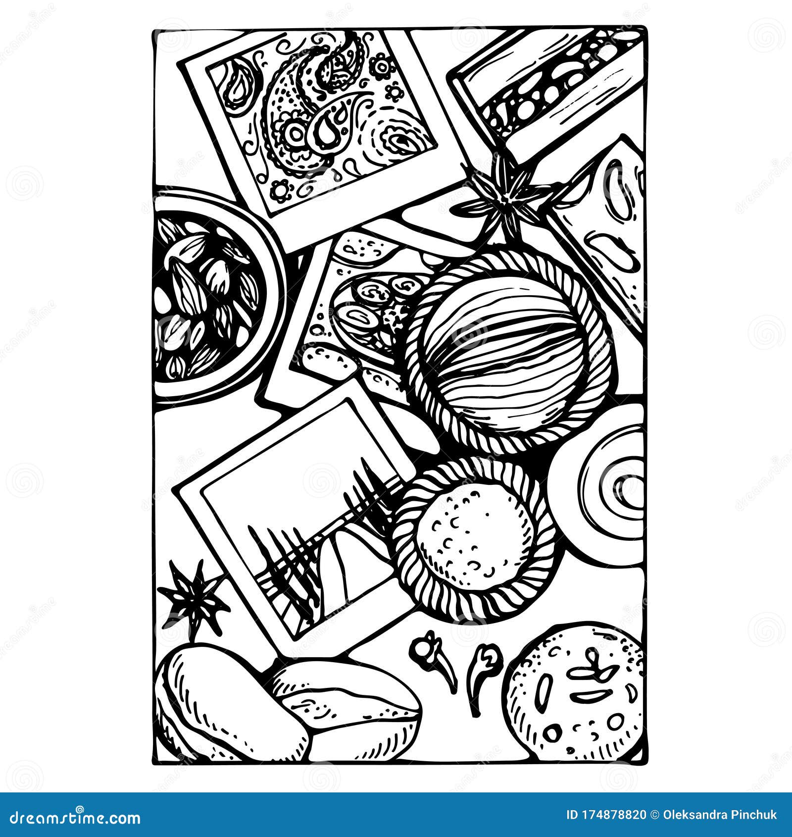 Hand Drawn Indian Traditional Sweets â€“ Laddu, Gulab Jamun, Gujiya ...