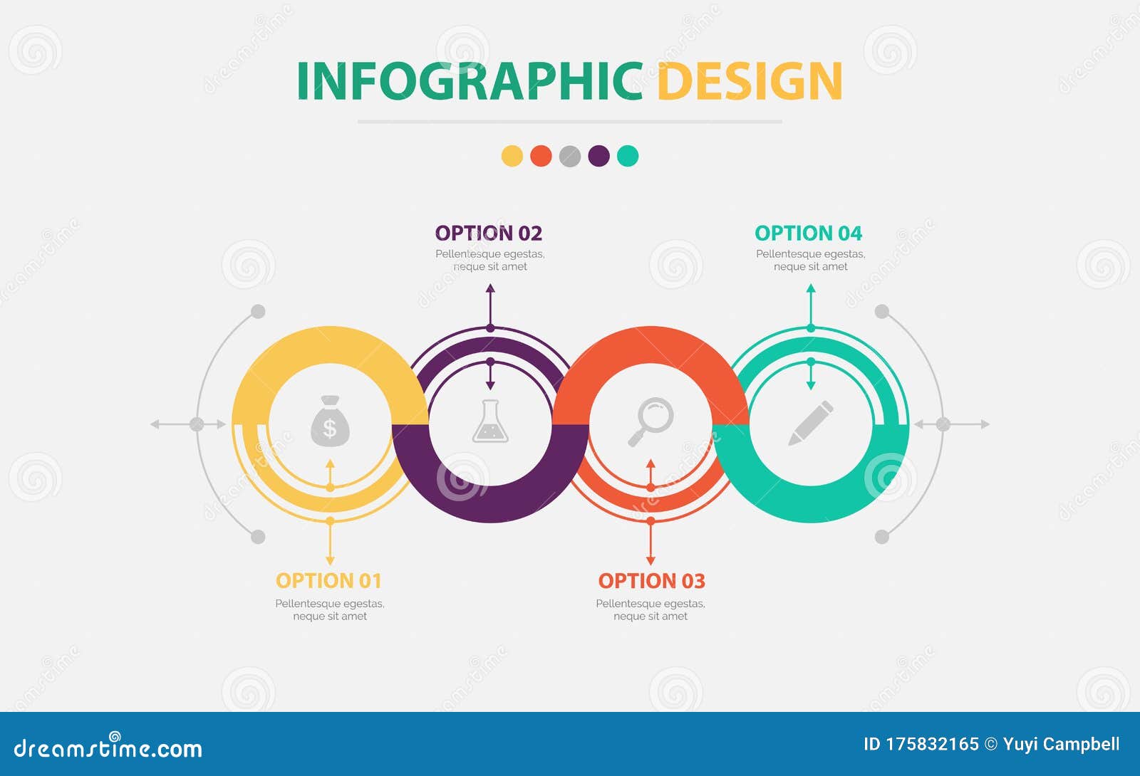 Circle Process Chart Slide Template Stock Vector - Illustration of ...