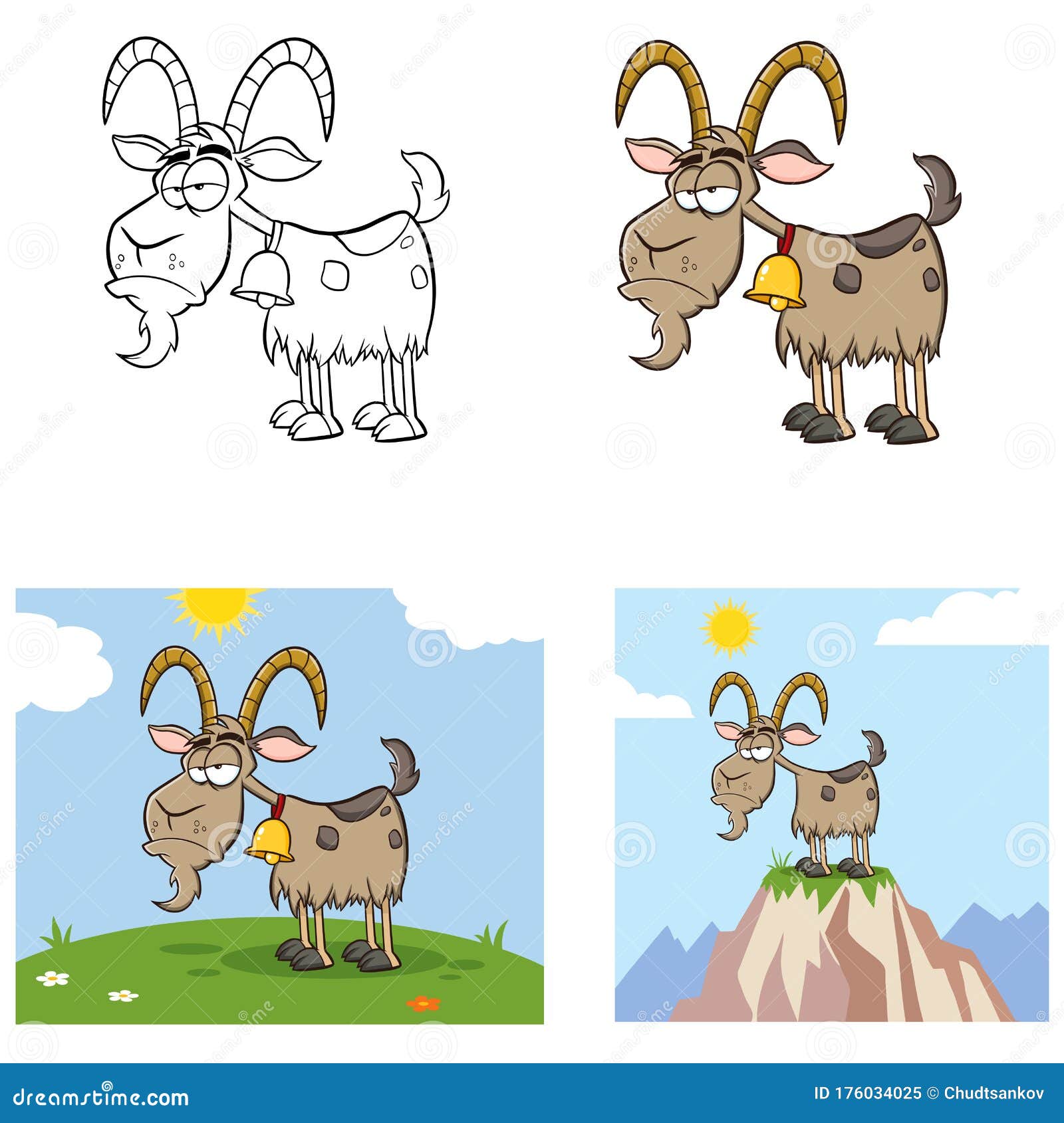 Grumpy Goat Cartoon Character. Set Vector Collection Stock Vector ...