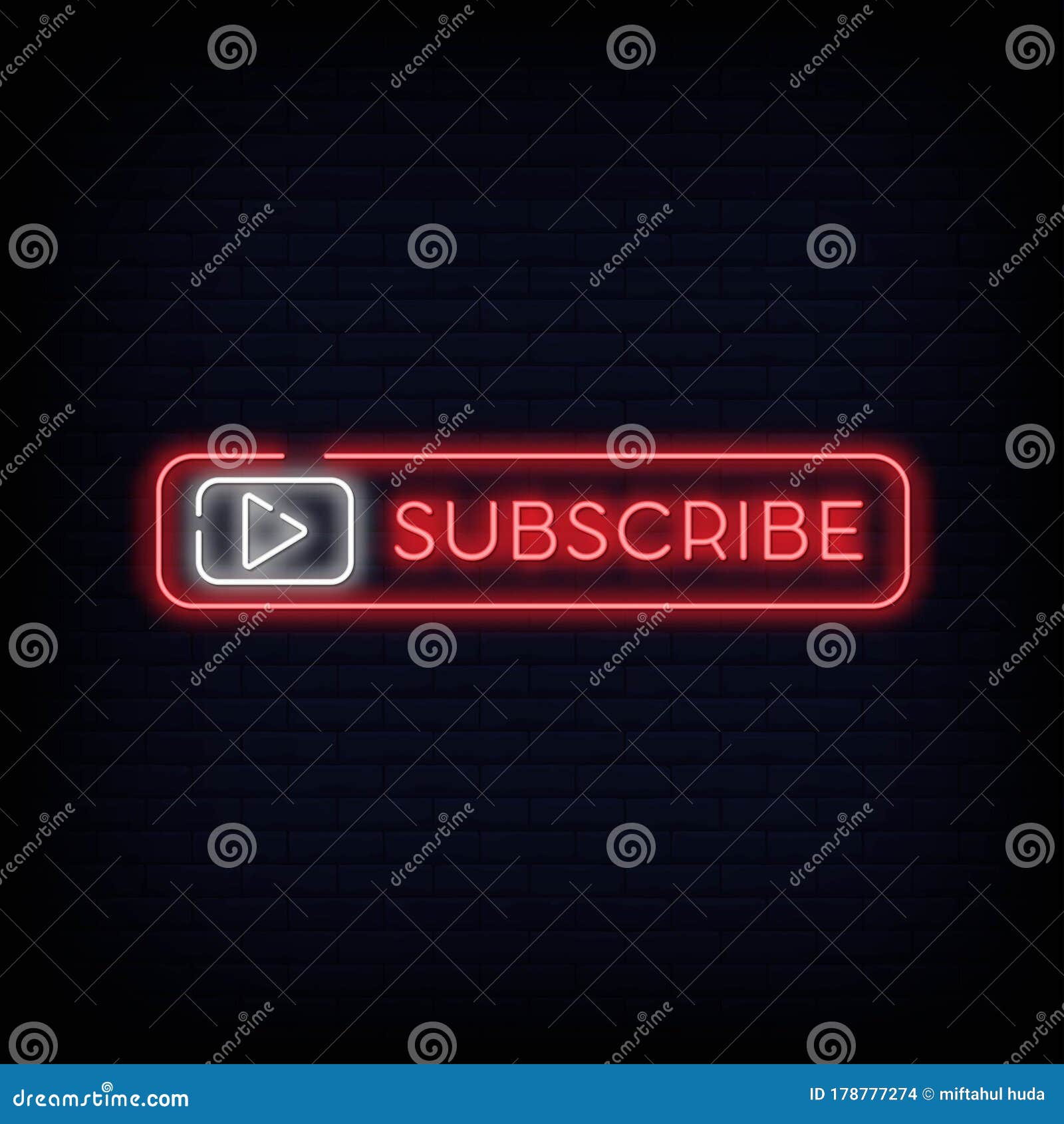 Subscribe Neon Signs Vector with Wall Background Stock Vector ...