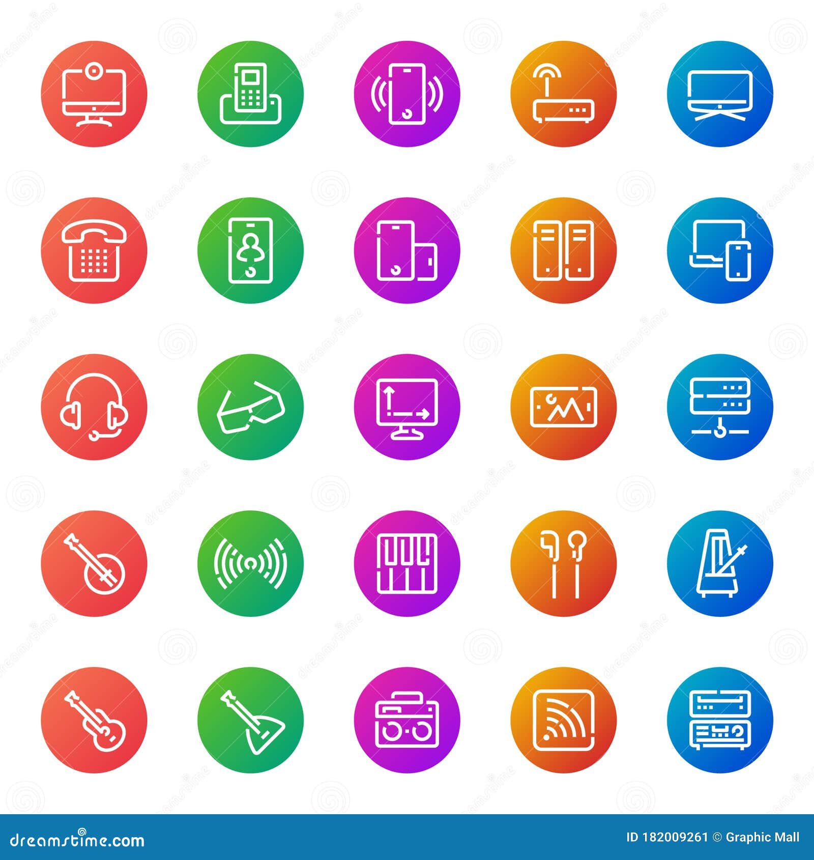 Devices - 25 icons image. stock vector. Illustration of dect - 182009261