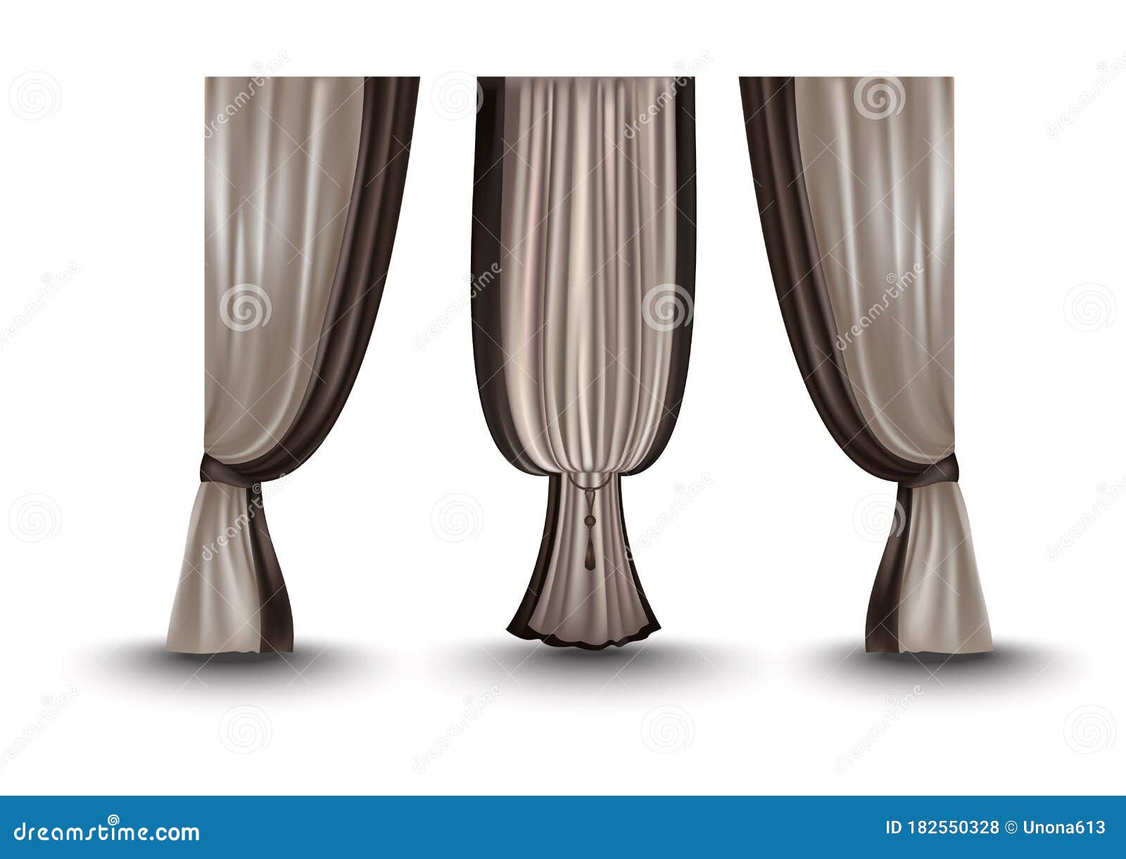 Set of Realistic Pleated Curtains. Vector Illustration Stock Vector ...