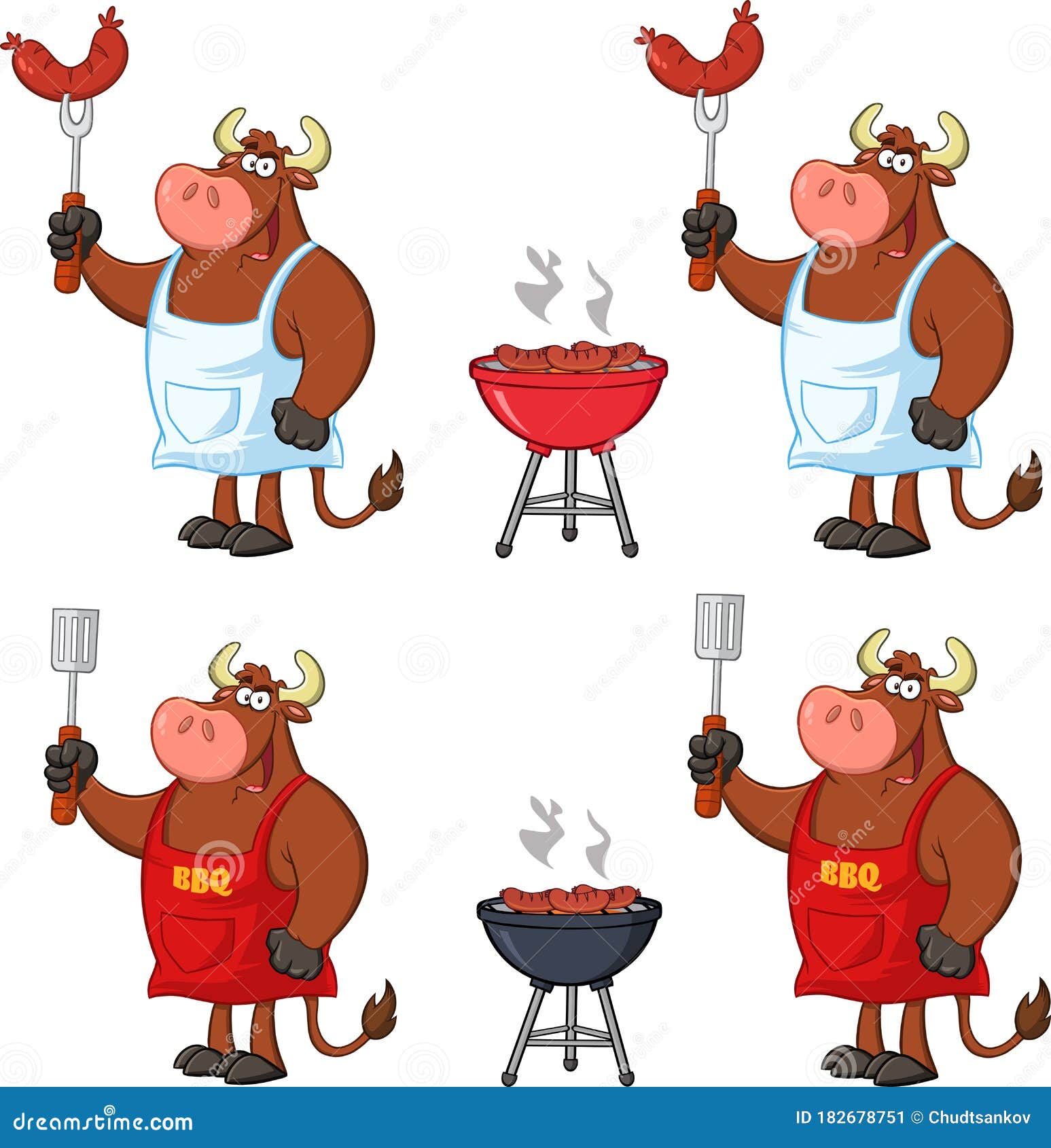 Bull Chef Cartoon Mascot Character Stock Vector - Illustration of ...