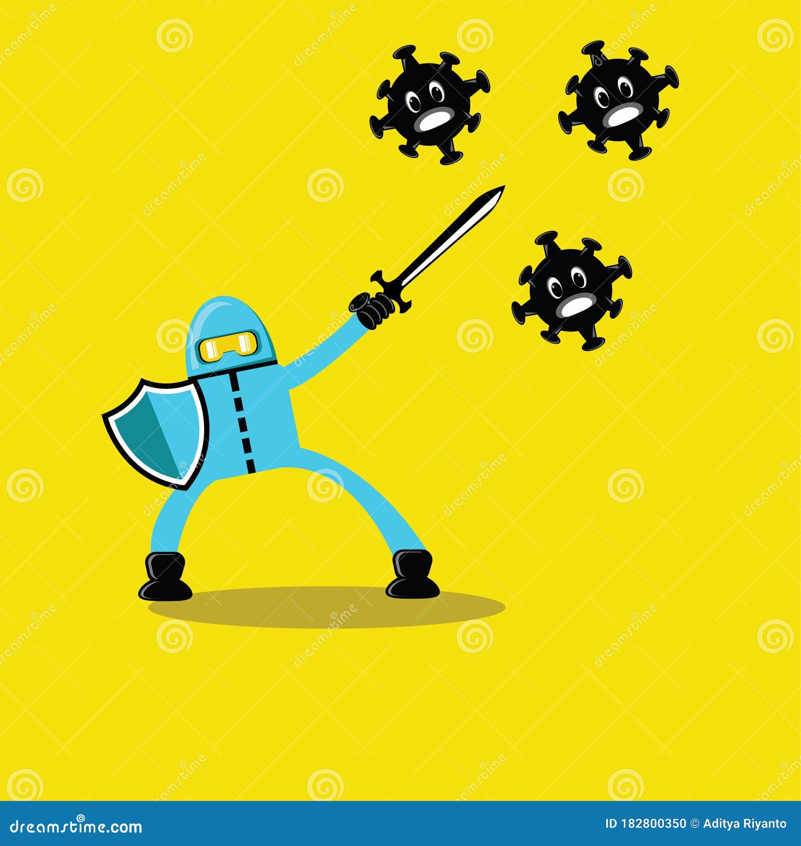 Illustration Vector Graphic Cartoon Character of Human Fight Virus ...