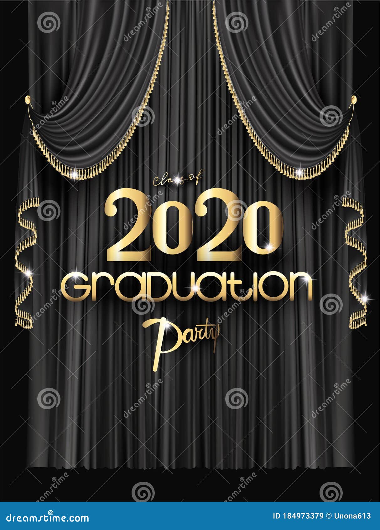 Elegant Graduation Party Invitation Card with Black Curtains with ...