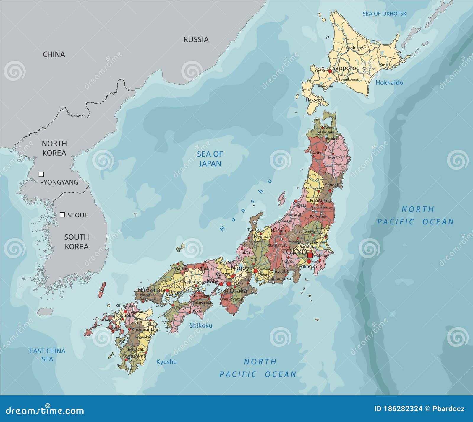Japan - Highly Detailed Editable Political Map With Labeling. Vector ...
