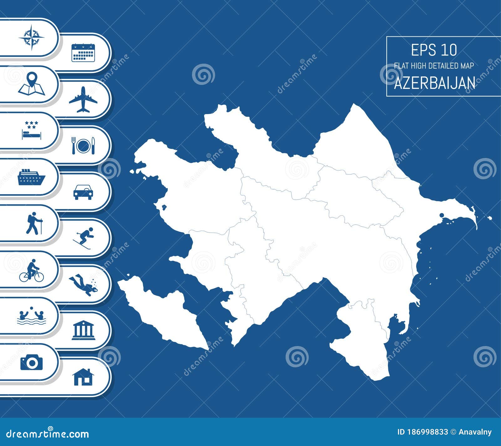 Detailed Map Of Baku City, Linear Print Map. Cityscape Panorama Vector ...