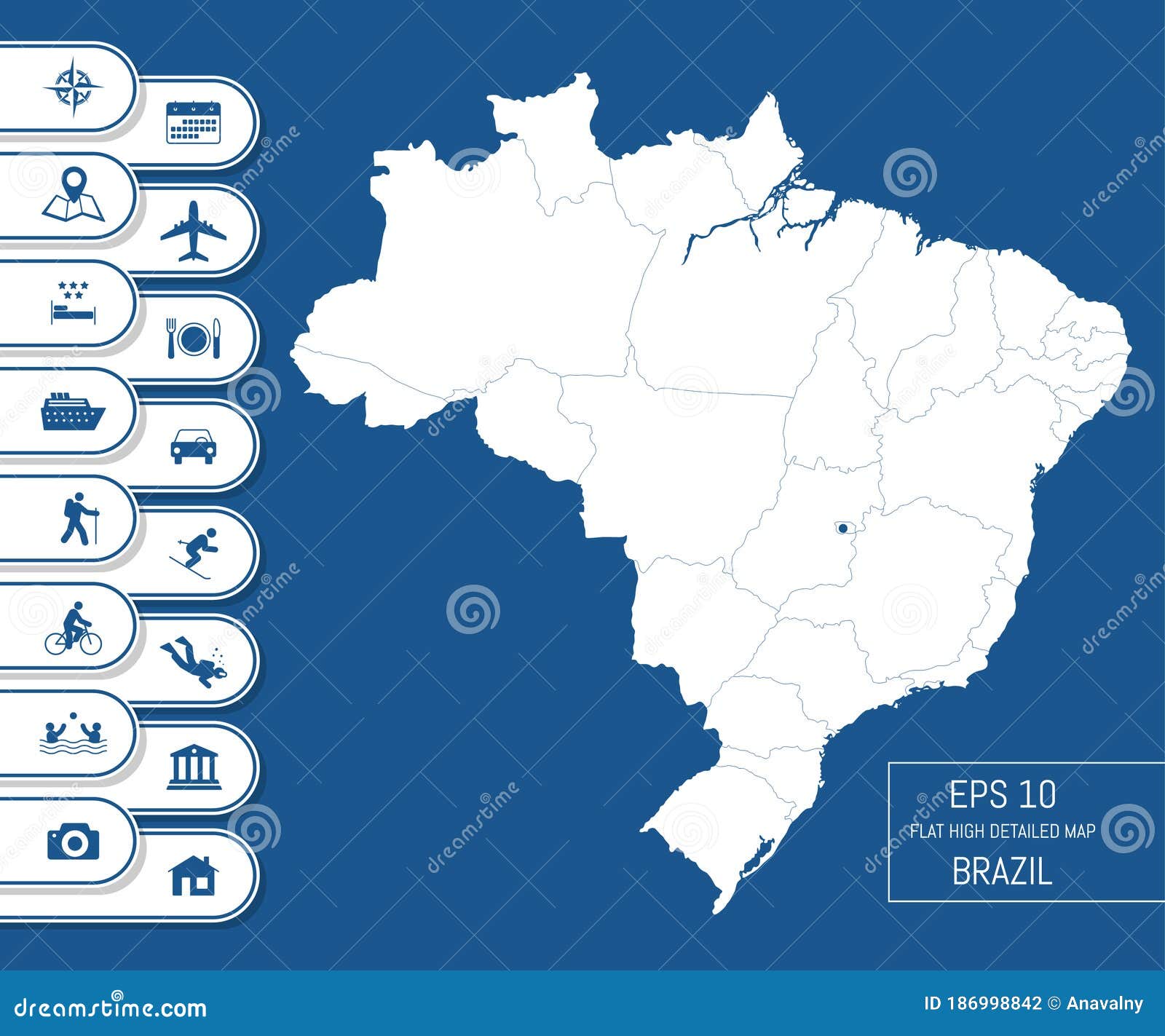 Detailed Brazil Political Map In Mercator Projection. Clearly Labeled ...