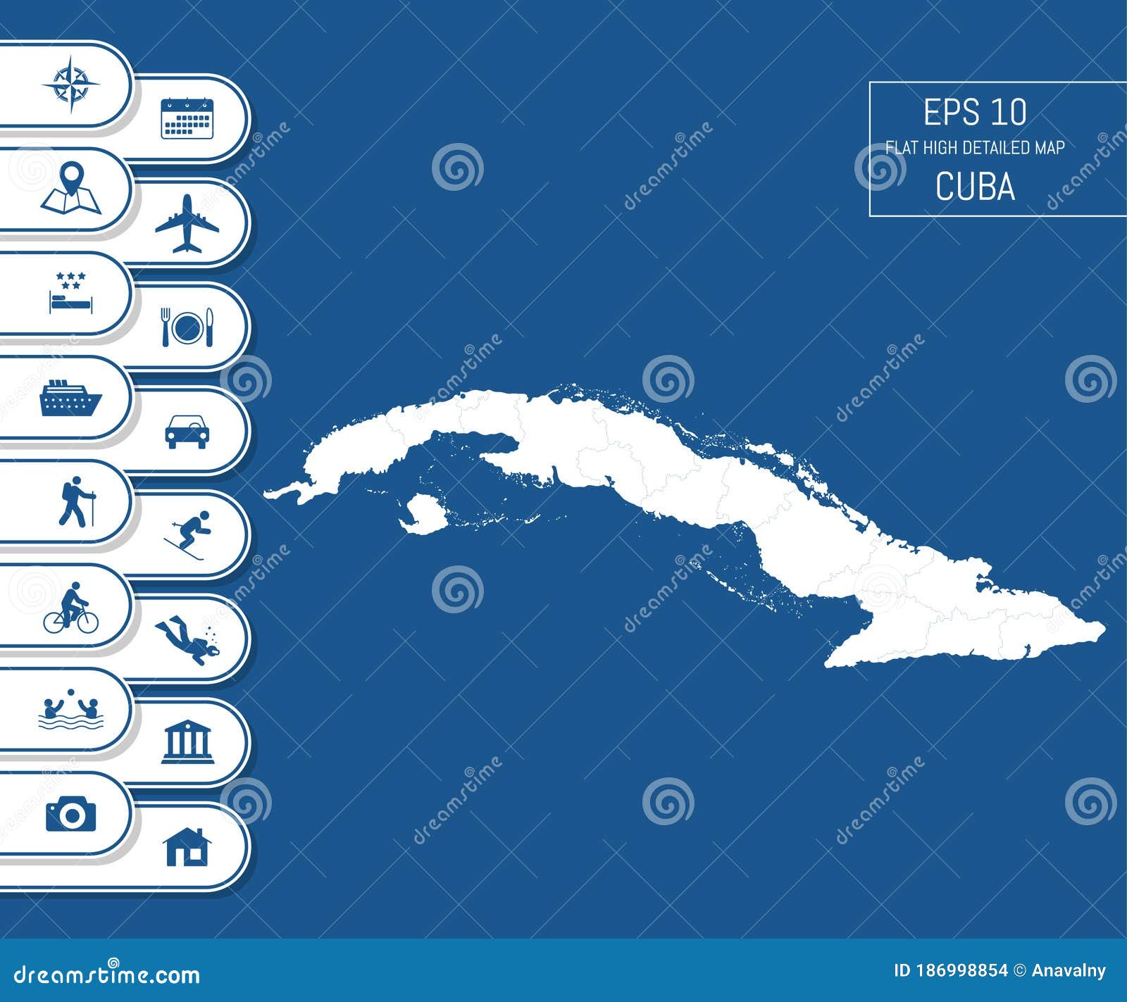 Map Pin With Detailed Map Of Cuba And Neighboring Countries Vector ...