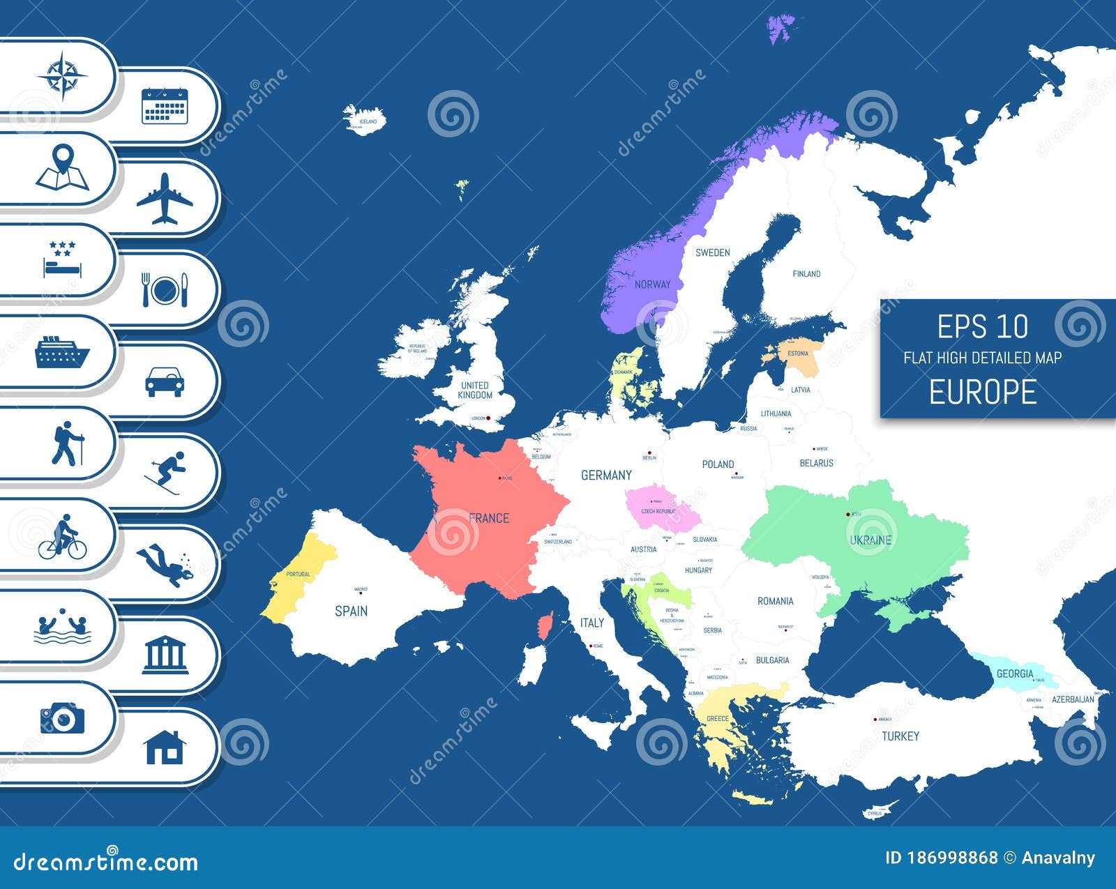 Detailed Europe Map With Infographic Elements. Vector Illustration ...