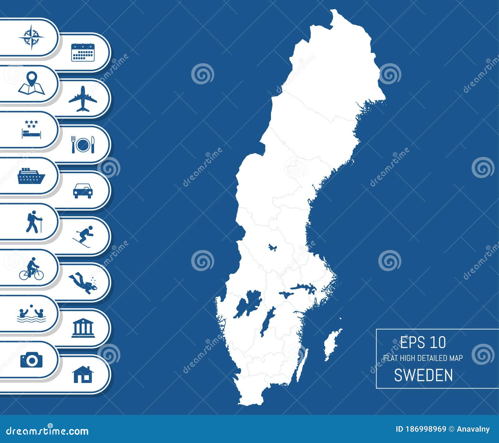 Detailed Sweden Map With Infographic Elements. Vector Illustration ...