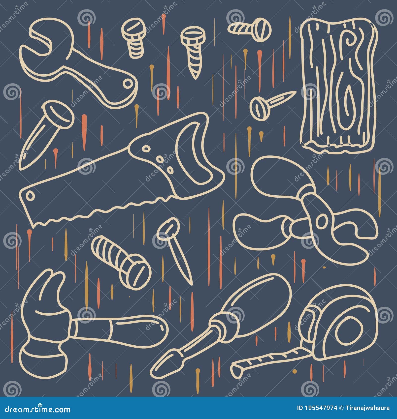 Doodle Carpentry Workshop Tools Vector Illustration Stock Vector ...