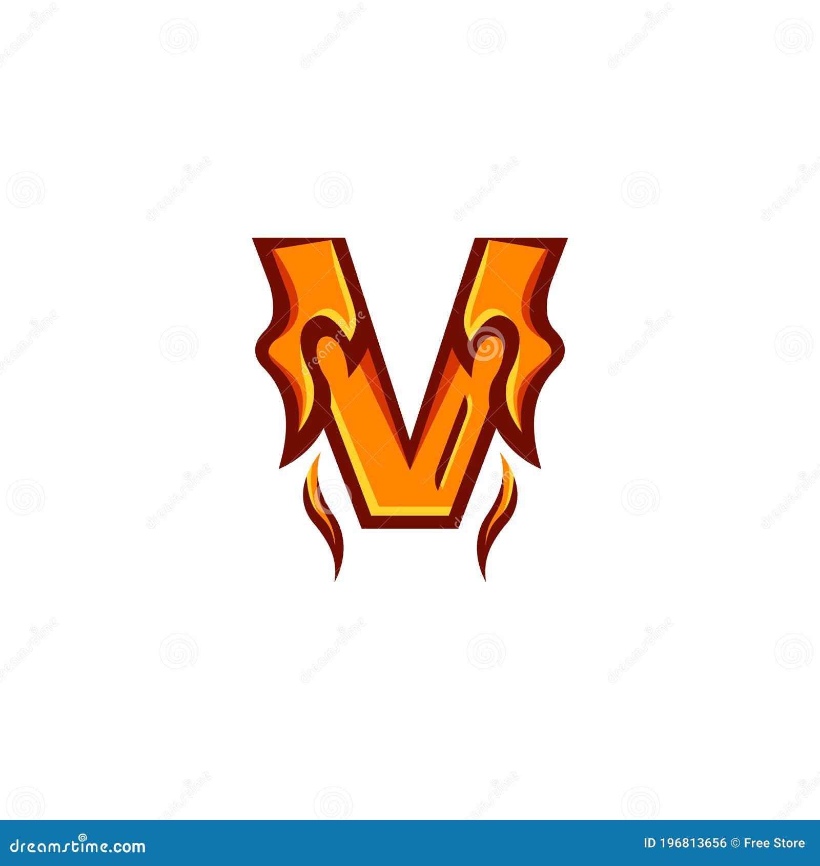 Letter v burn fire logo stock vector. Illustration of abstract - 196813656