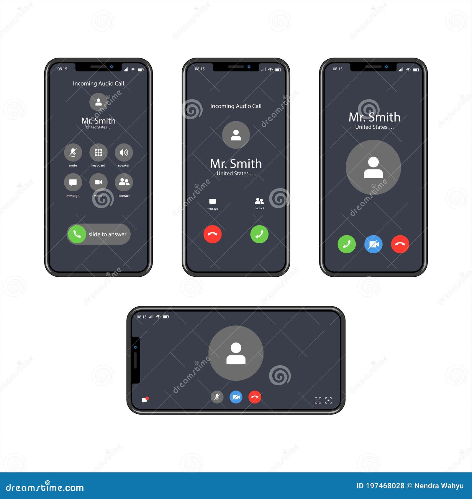 Smart Phone User Interface Concept for Video Calling. Stock Vector ...