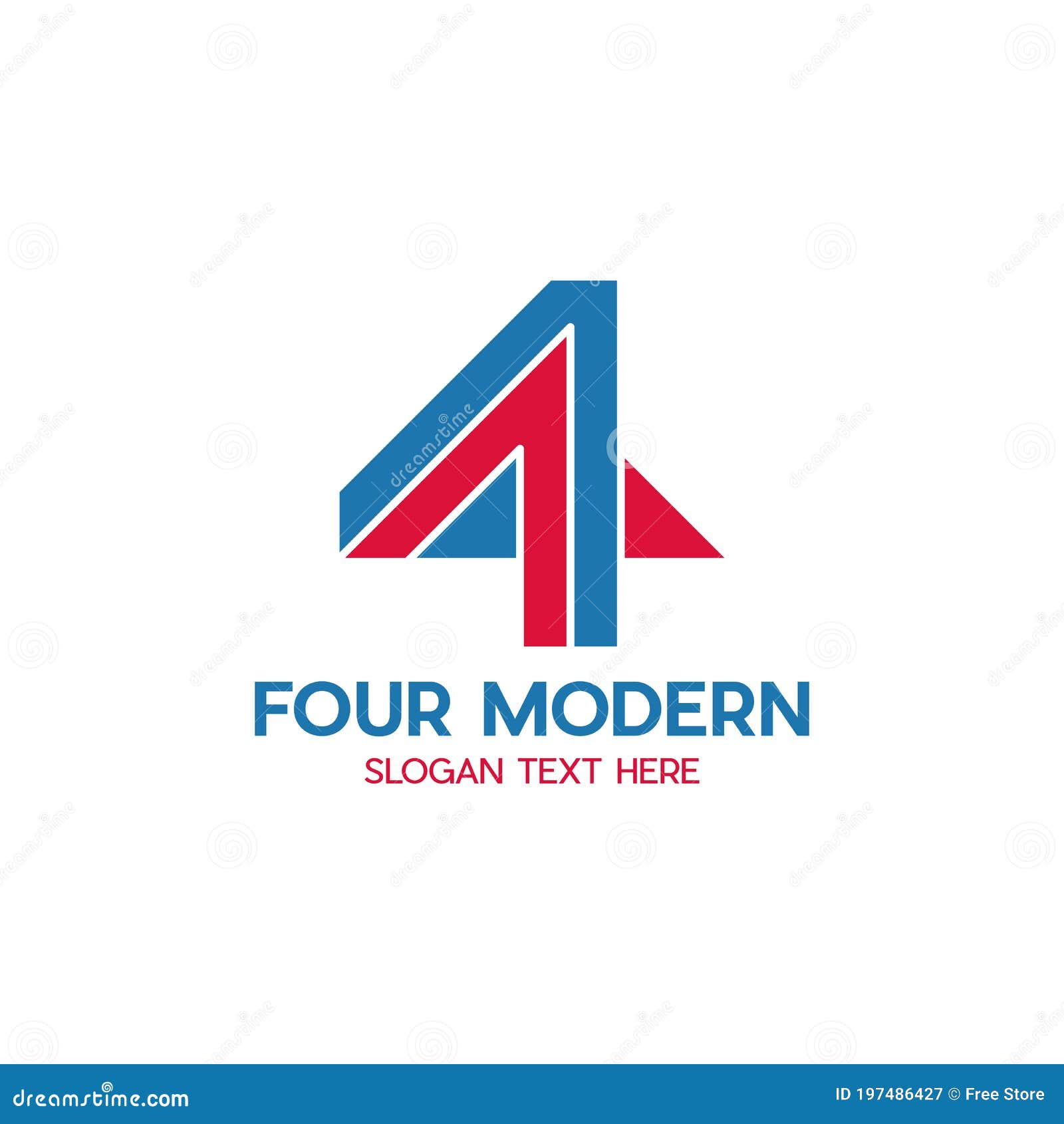 Number Four Digit Modern Abstract Media Business Modern Logo Stock ...