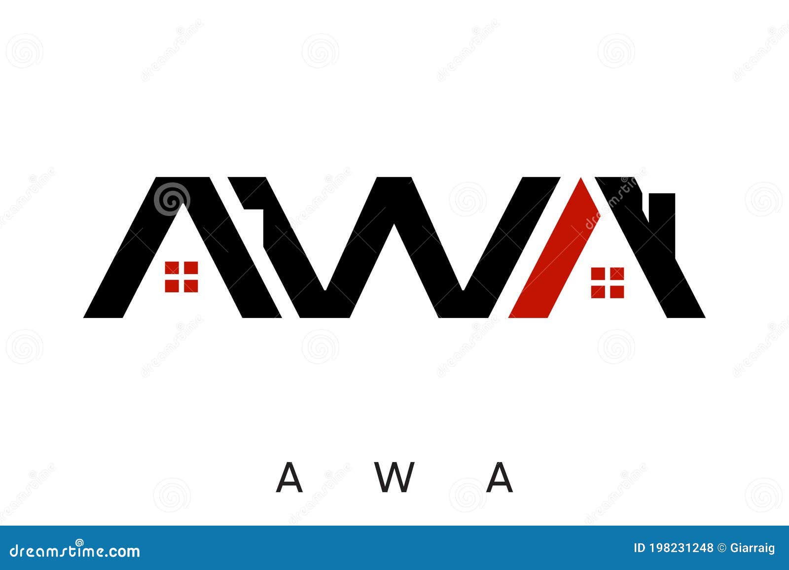 Typography of AWA with Home Concepts Ready To Use Stock Vector ...