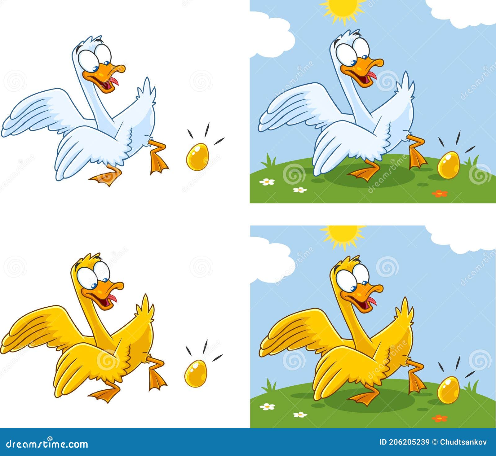 Goose Cartoon Characters with Egg Stock Vector - Illustration of ...