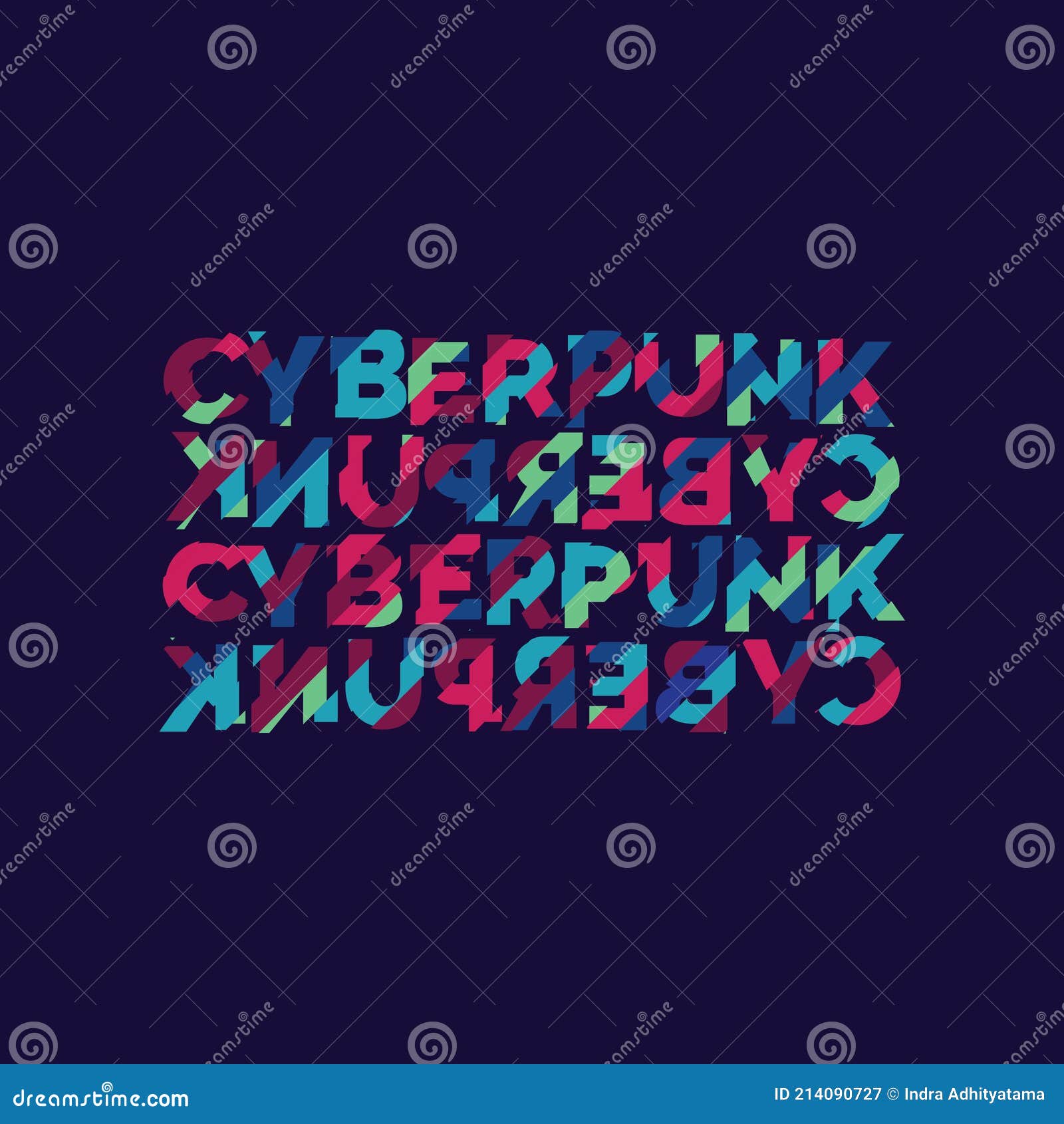 Cyberpunk Futuristic Typography Design Stock Illustration ...